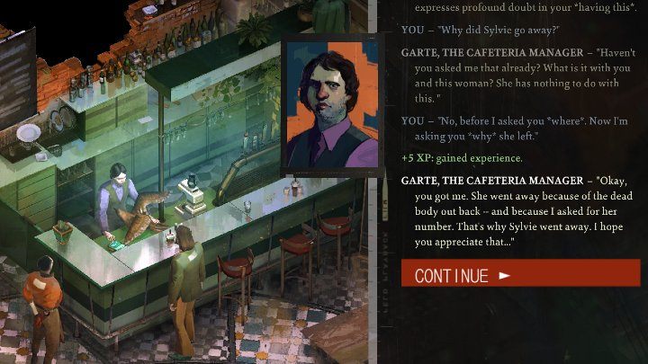 Disco Elysium: Interview cafeteria manager - walkthrough - gamepressure.com